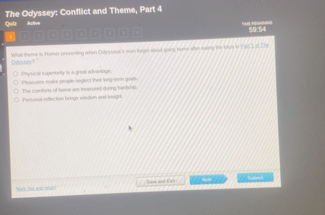 What theme is Homer presenting when | StudyX