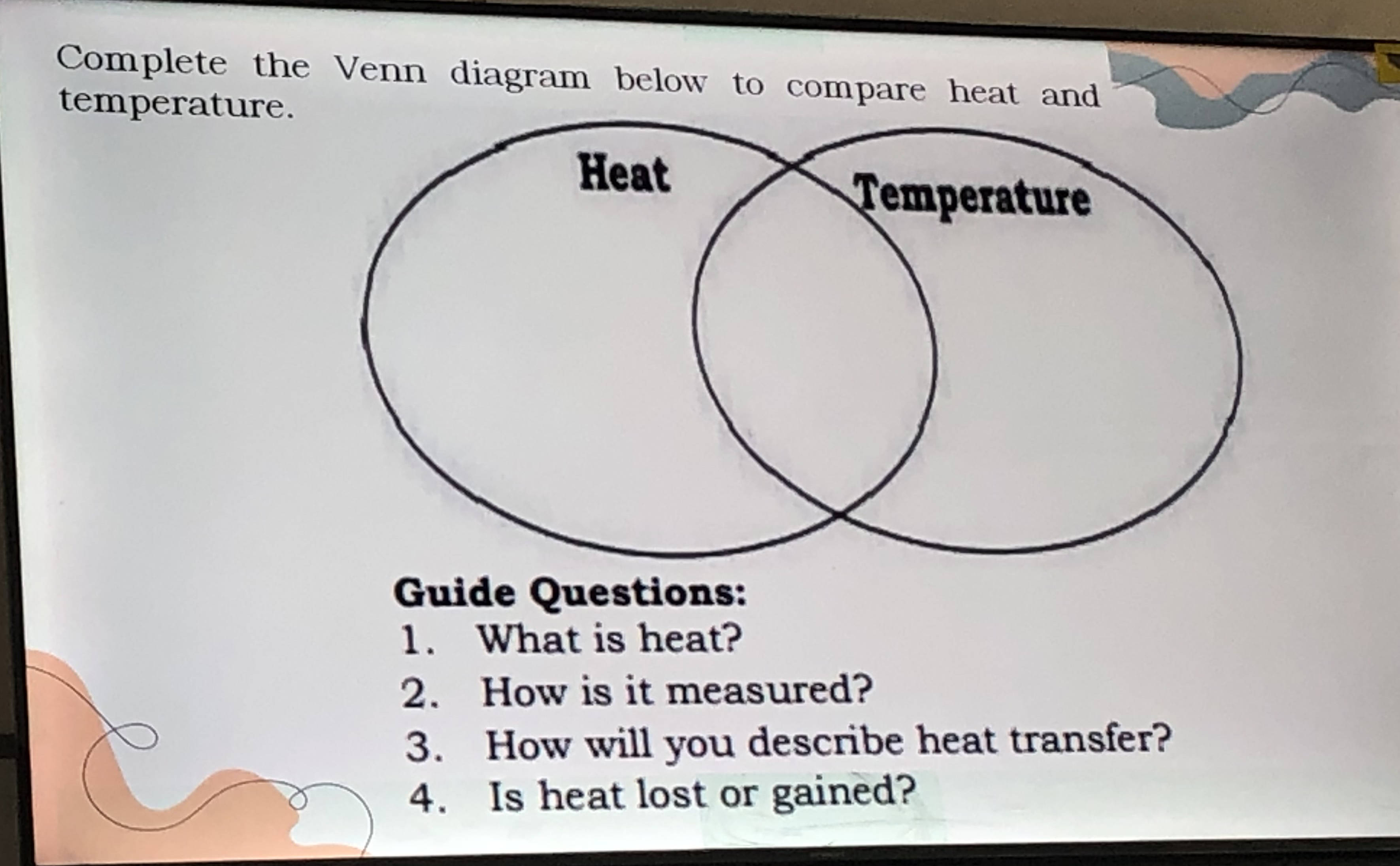 Complete the Venn diagram below to compare