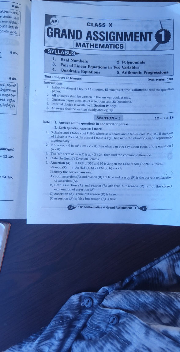 CLASS X GRAND ASSIGNMENT 1 MATHEMATICS | StudyX