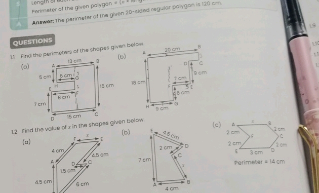 11 Find the perimeters of the shapes given | StudyX
