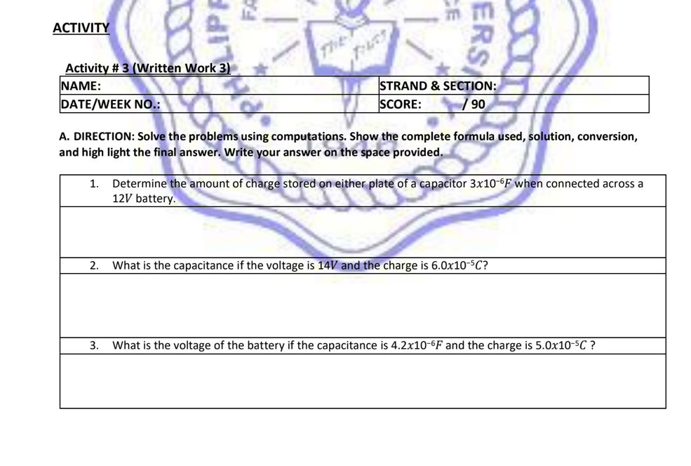 ACTIVITYActivity 3 (Written Work 3)A | StudyX