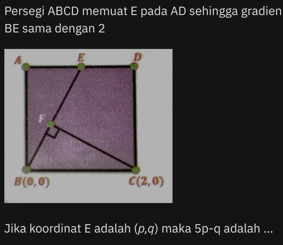 Persegi ABCD memuat E pada AD sehingga | StudyX