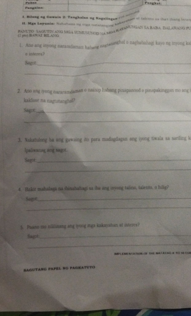 PANUTO SAGUTIN ANG MGA SUMUSUNOD NA MGA | StudyX