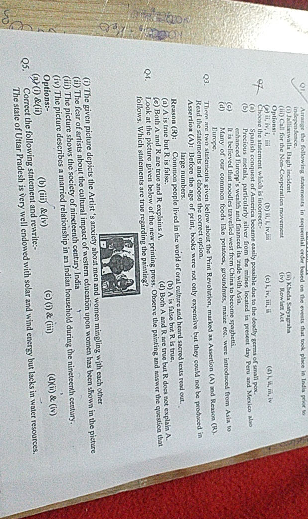 Q1 Arrange the following statements in | StudyX