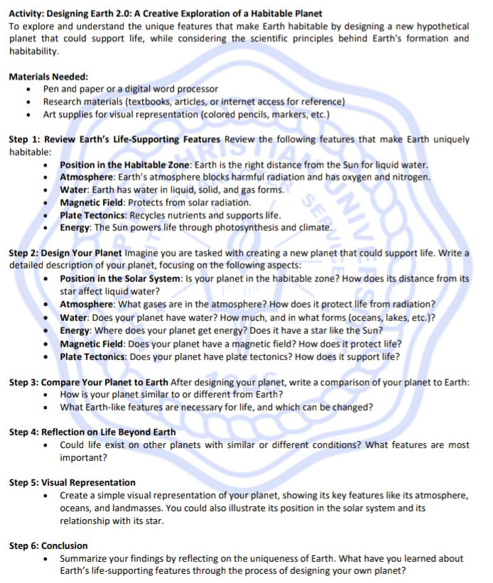 Activity Designing Earth 20 A Creative | StudyX