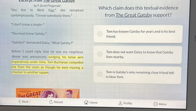 Excerpt from The Great Gatsby by F Scott | StudyX