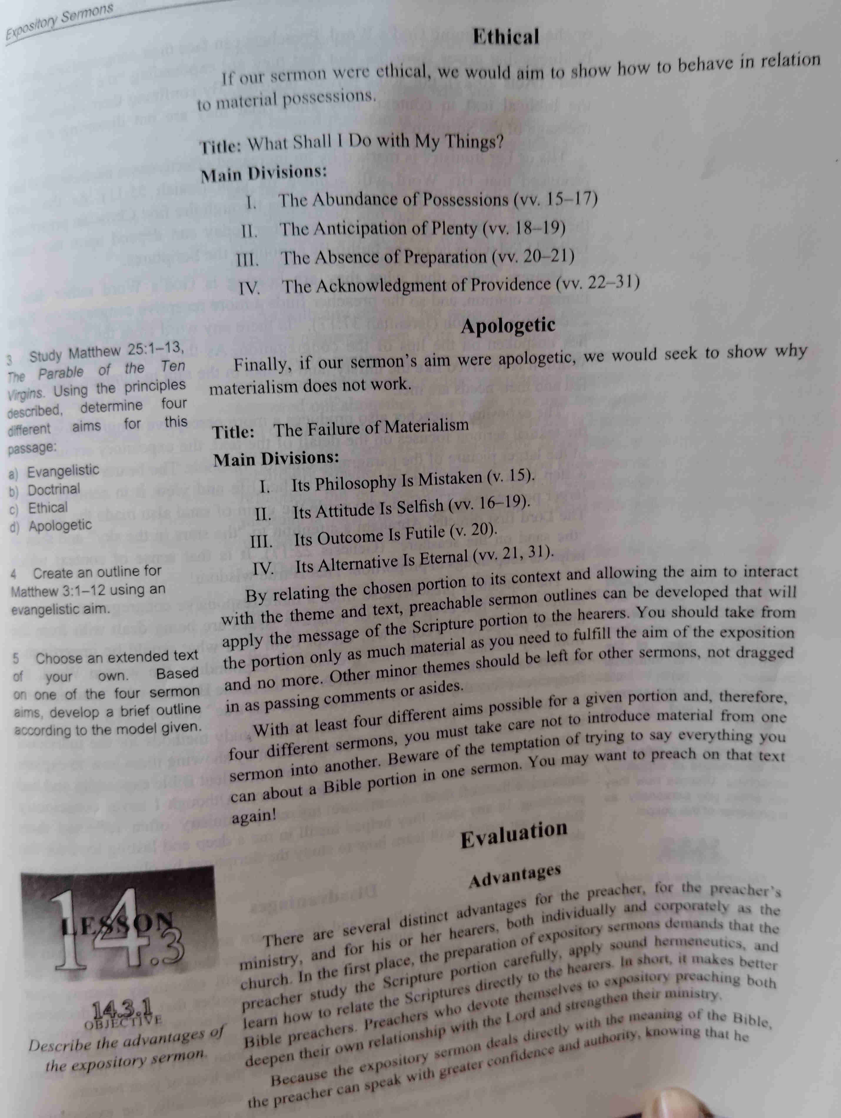 Expository Sermons 3 Study Matthew 251-13 | StudyX