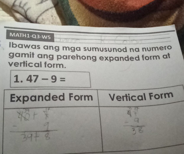 Ibawas ang mga sumusunod na numero gamit ang | StudyX