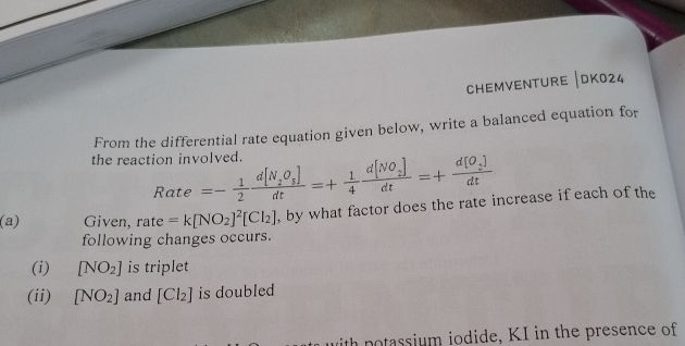 From the differential rate equation given | StudyX