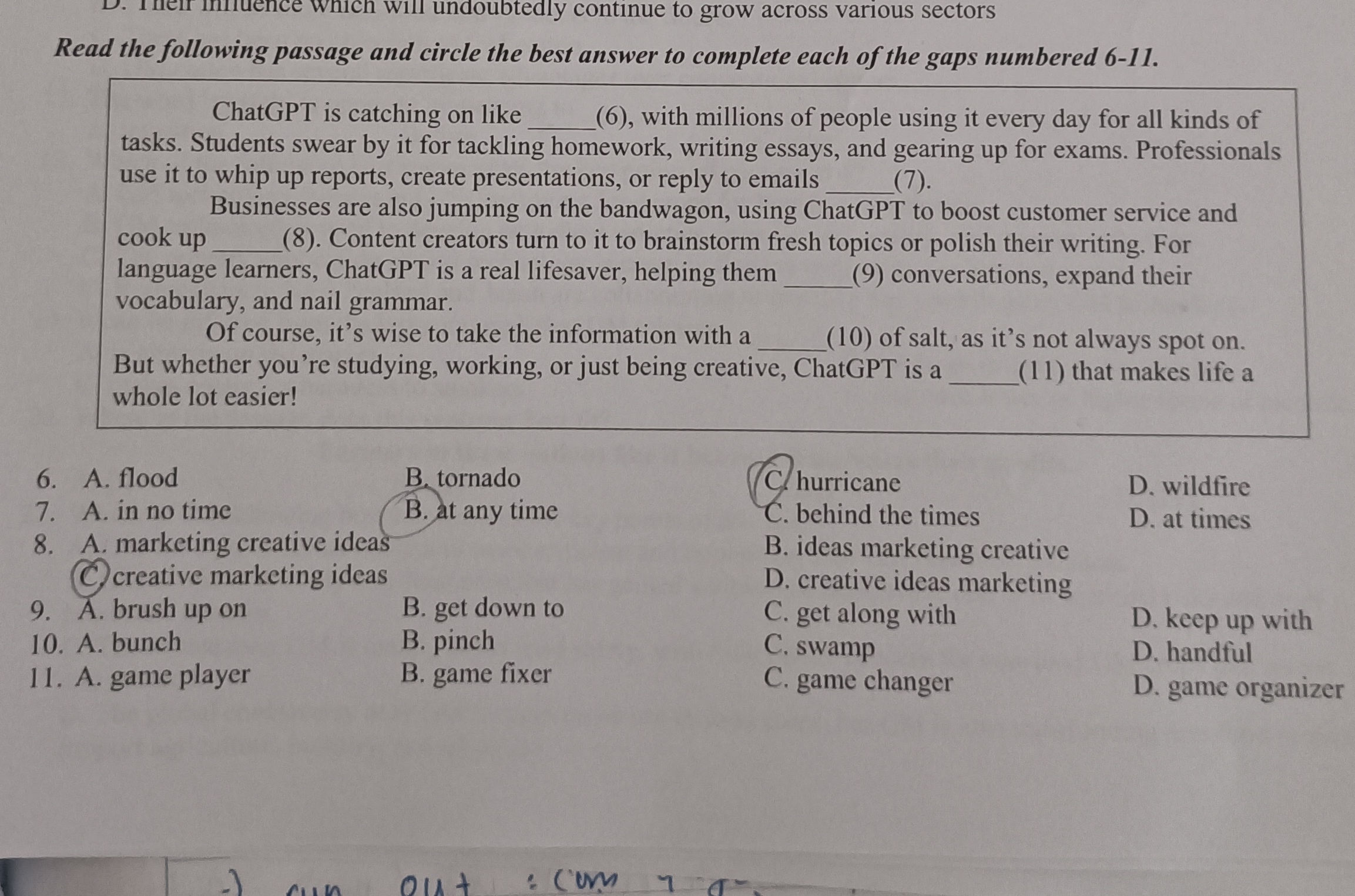 Read the following passage and circle the | StudyX