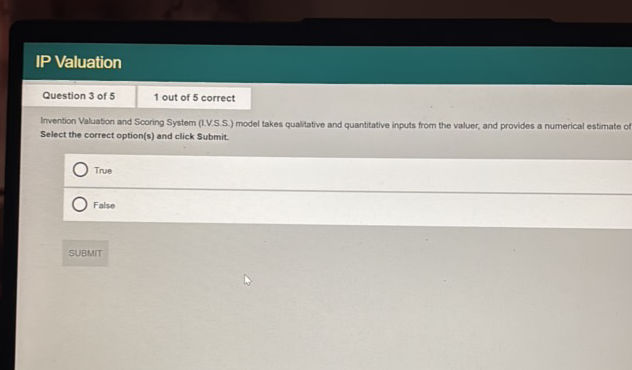 IP ValuationQuestion 3 of 51 out of 5 | StudyX