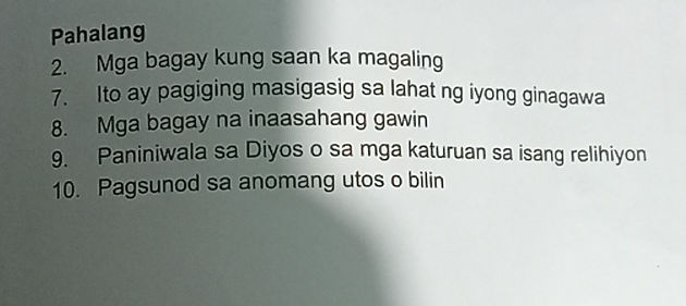 Pahalang 2 Mga bagay kung saan ka magaling 7 | StudyX