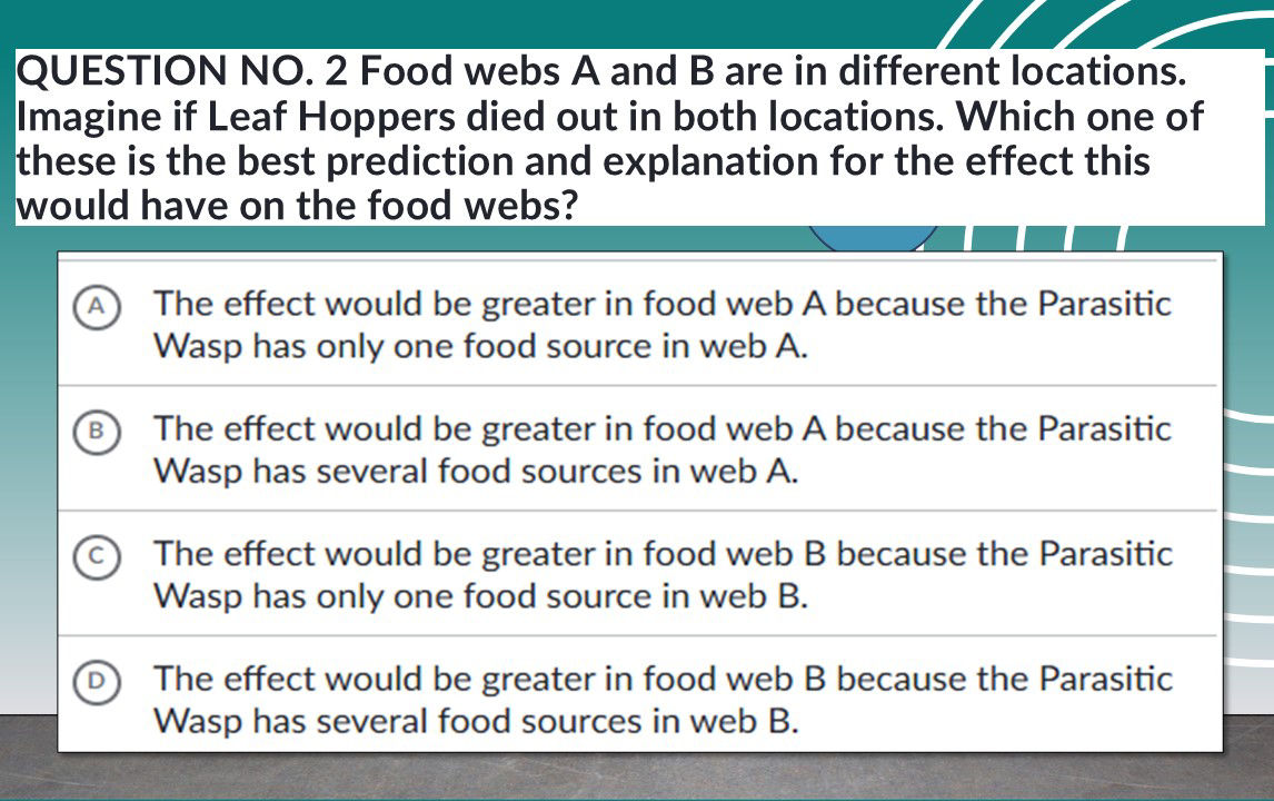 QUESTION NO 2 Food webs A and B are in | StudyX