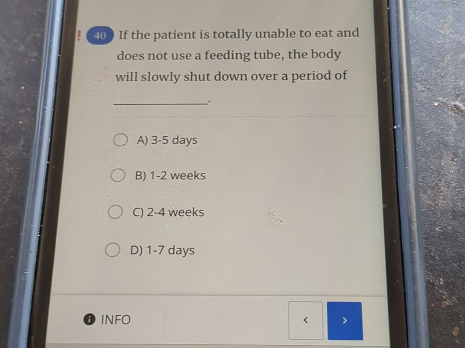 40 If the patient is totally unable to eat