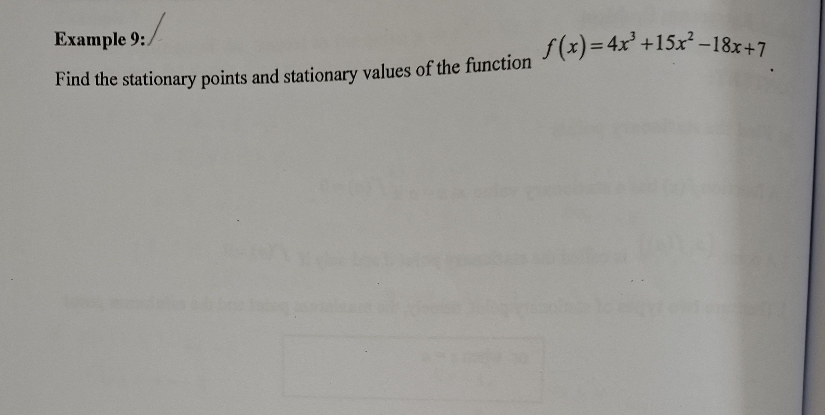Example 9 Find the stationary points and | StudyX