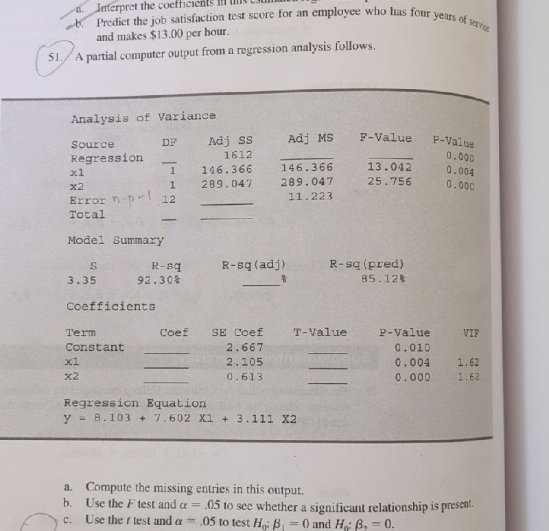 a Interpret the coefficients in this | StudyX