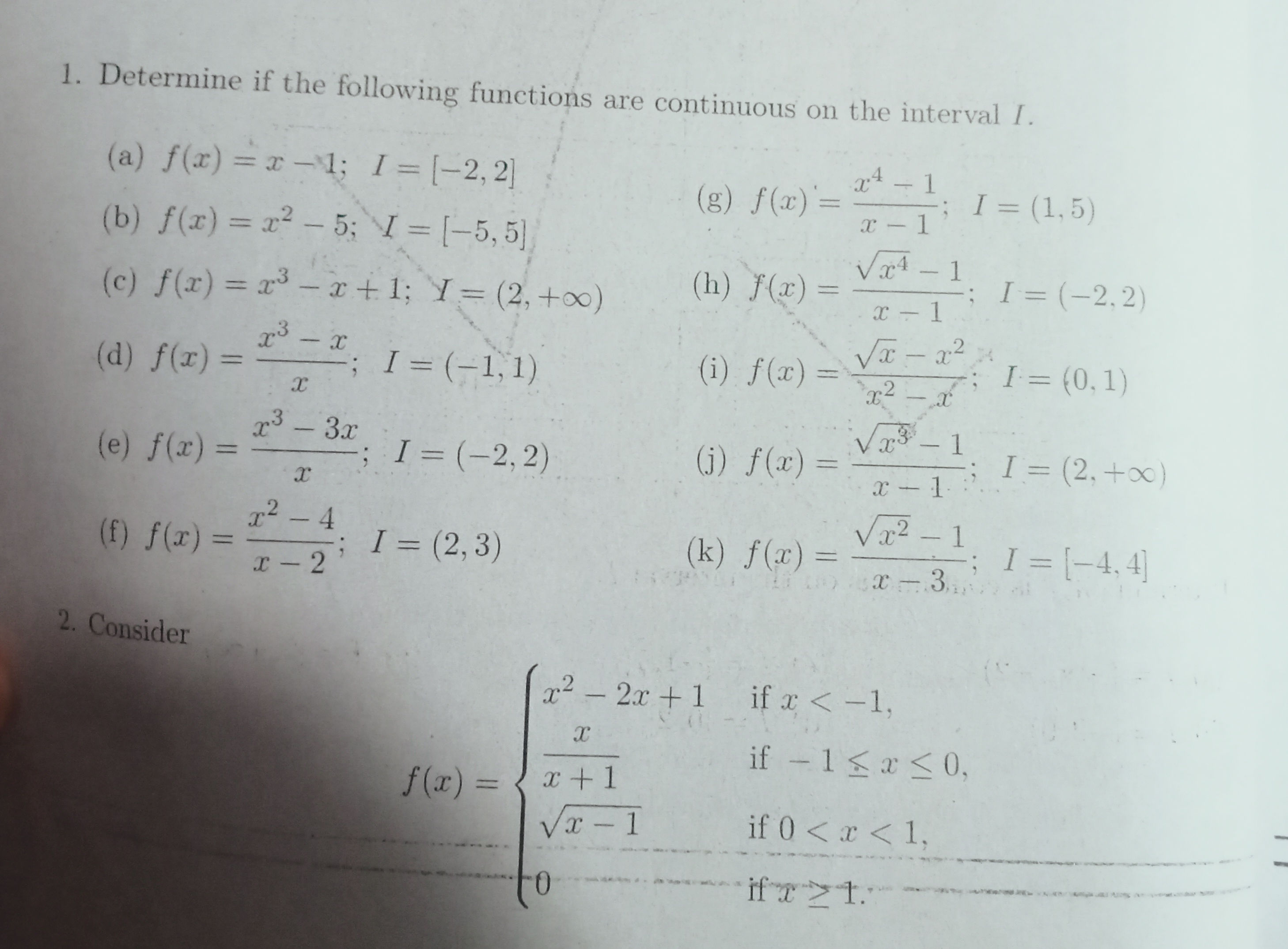 1 Determine if the following functions are | StudyX
