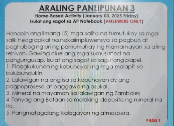 Hanapin ang limang (5) mga salita na | StudyX