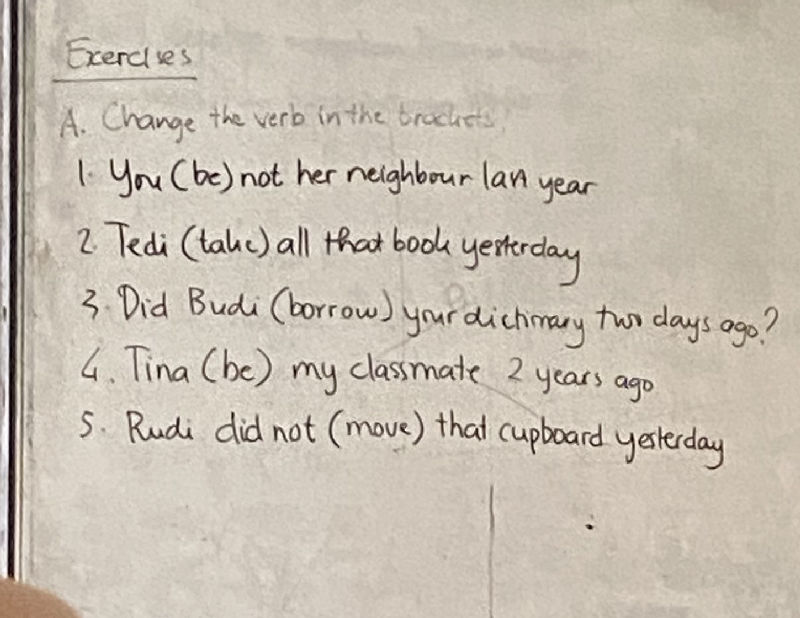 Exercises A Change the verb in the brackets | StudyX