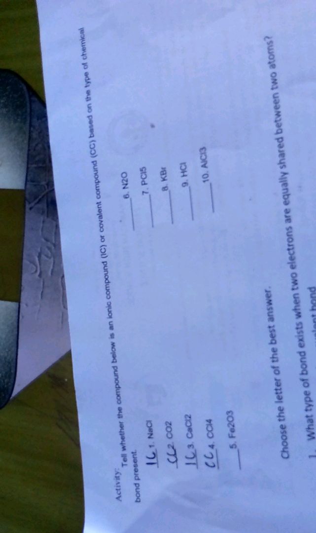 Activity Tell whether the compound below is | StudyX