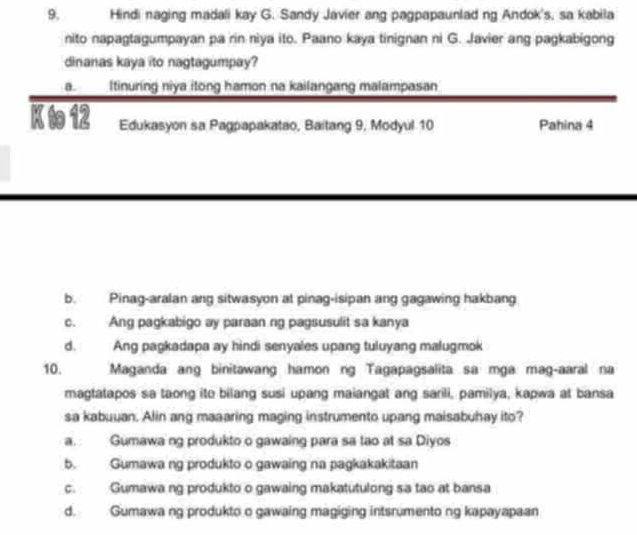 9 Hindi naging madali kay G Sandy Javier ang | StudyX