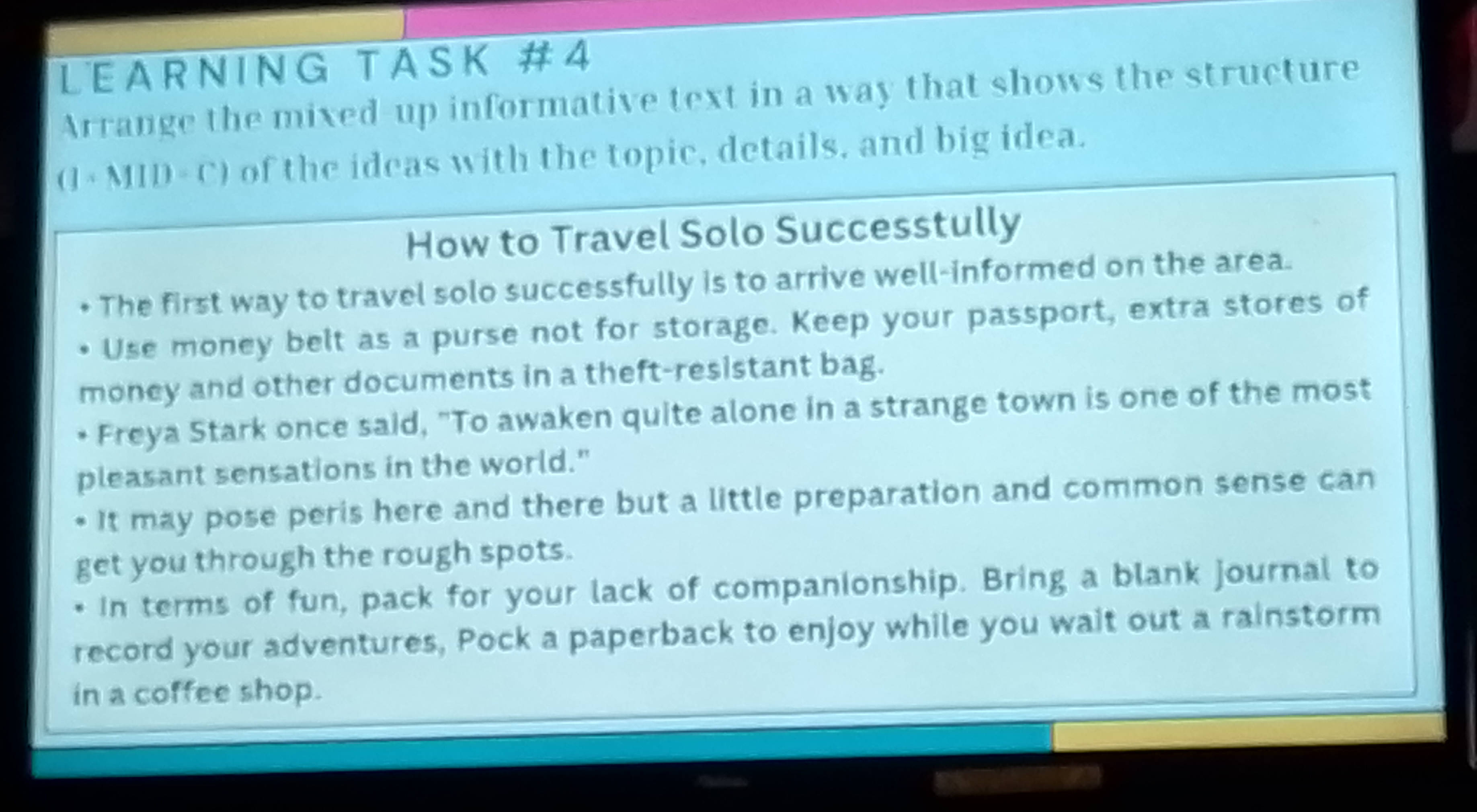 LEARNING TASK 4 Arrange the mixed up | StudyX