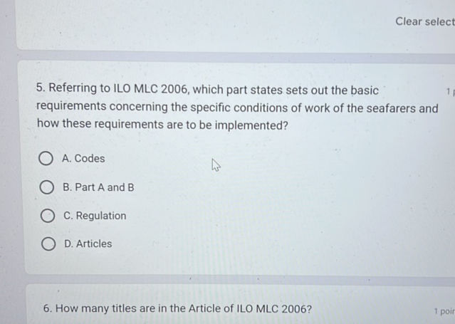 5 Referring to ILO MLC 2006 which part | StudyX