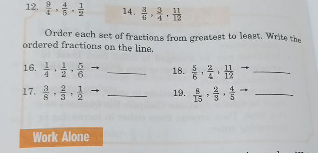 Order each set of fractions from greatest to | StudyX