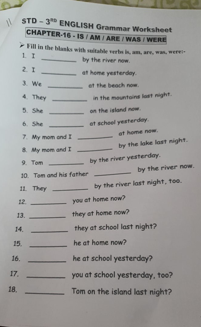 Fill in the blanks with suitable verbs is am | StudyX