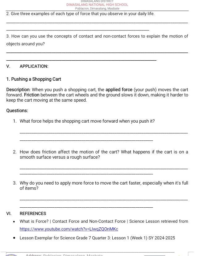 2 Give three examples of each type of force | StudyX