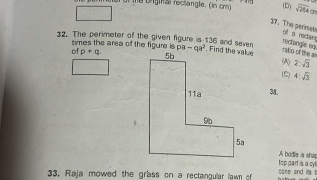 32 The perimeter of the given figure is 136 | StudyX