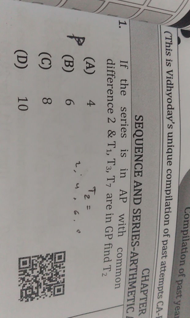 1 If the series is in AP with common | StudyX