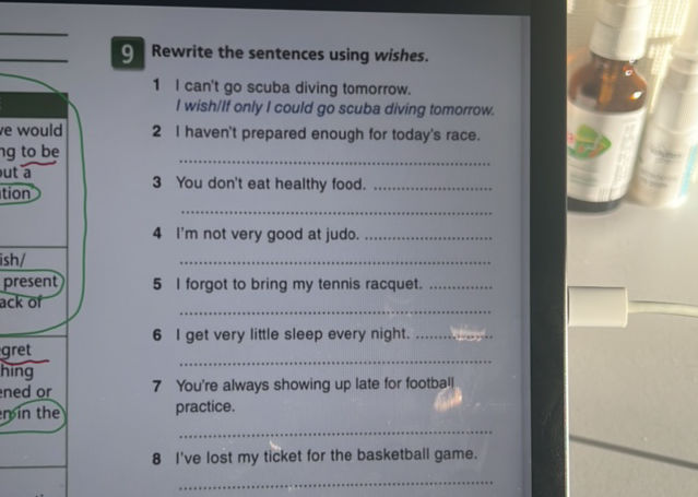 9 Rewrite the sentences using wishes 1 I | StudyX