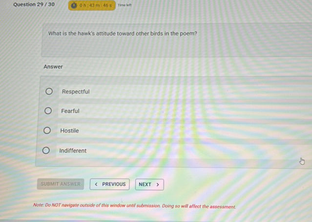 What is the hawks attitude toward other | StudyX