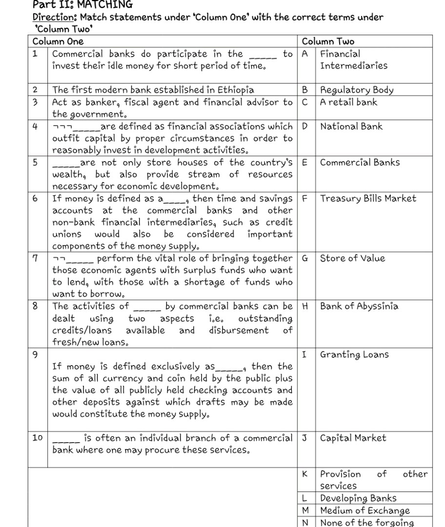 Part II MATCHINGDirection Match statements | StudyX