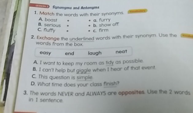 Synonyms and Antonyms 1 Match the words with | StudyX