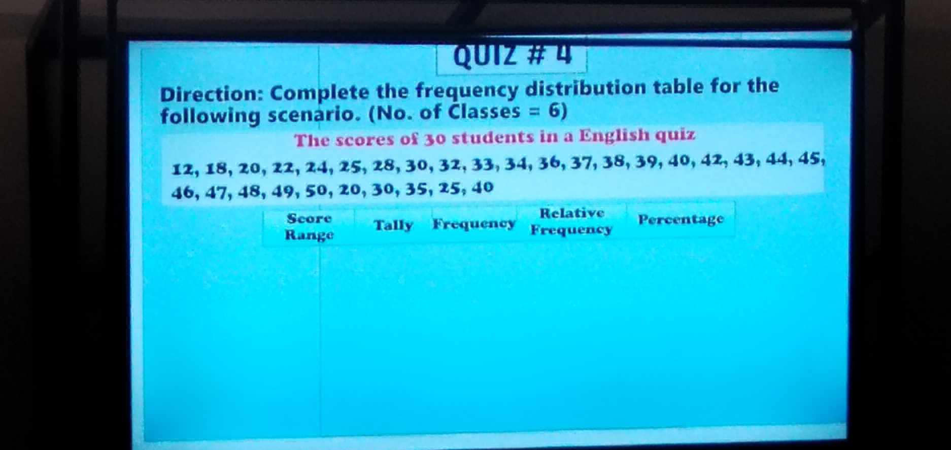 QUIZ 4 Direction Complete the frequency | StudyX