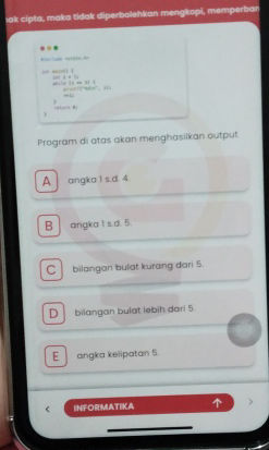Program di atas akan menghasilkan output A | StudyX