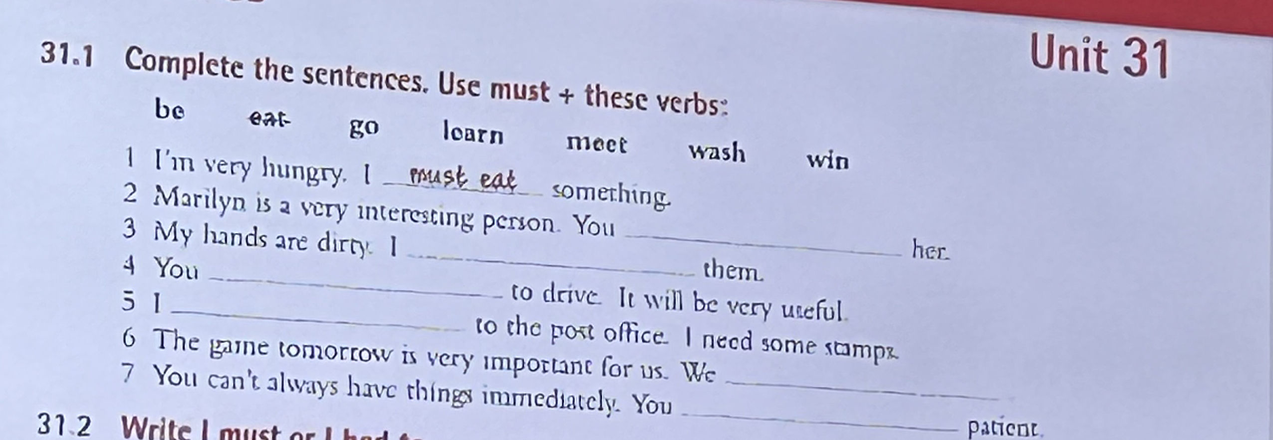 311 Complete the sentences Use must + these | StudyX