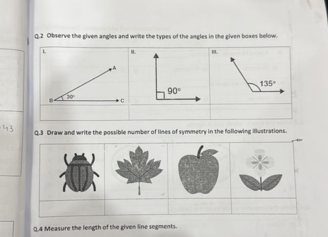 Q2 Observe the given angles and write the | StudyX