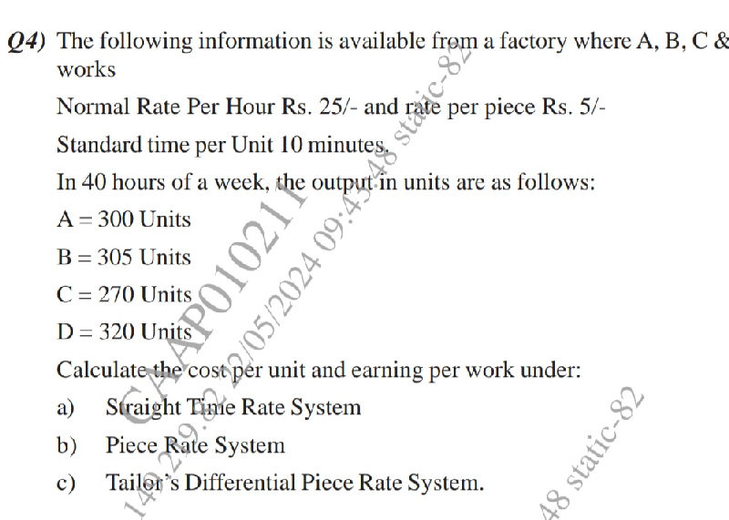 Q4) The following information is available | StudyX