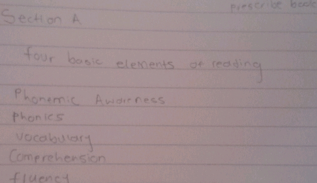 Section A four basic elements of reading | StudyX