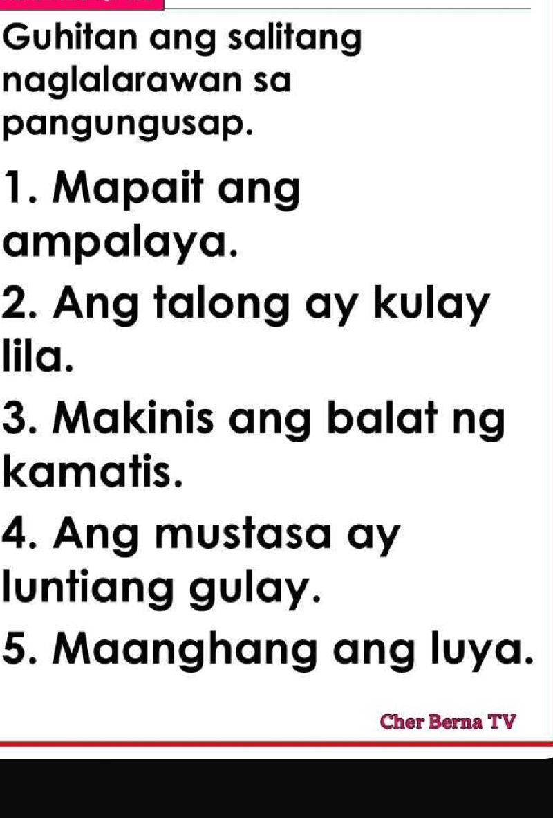Guhitan ang salitang naglalarawan sa