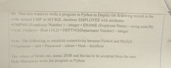 Mr Shuvam wants to write a program in Python | StudyX
