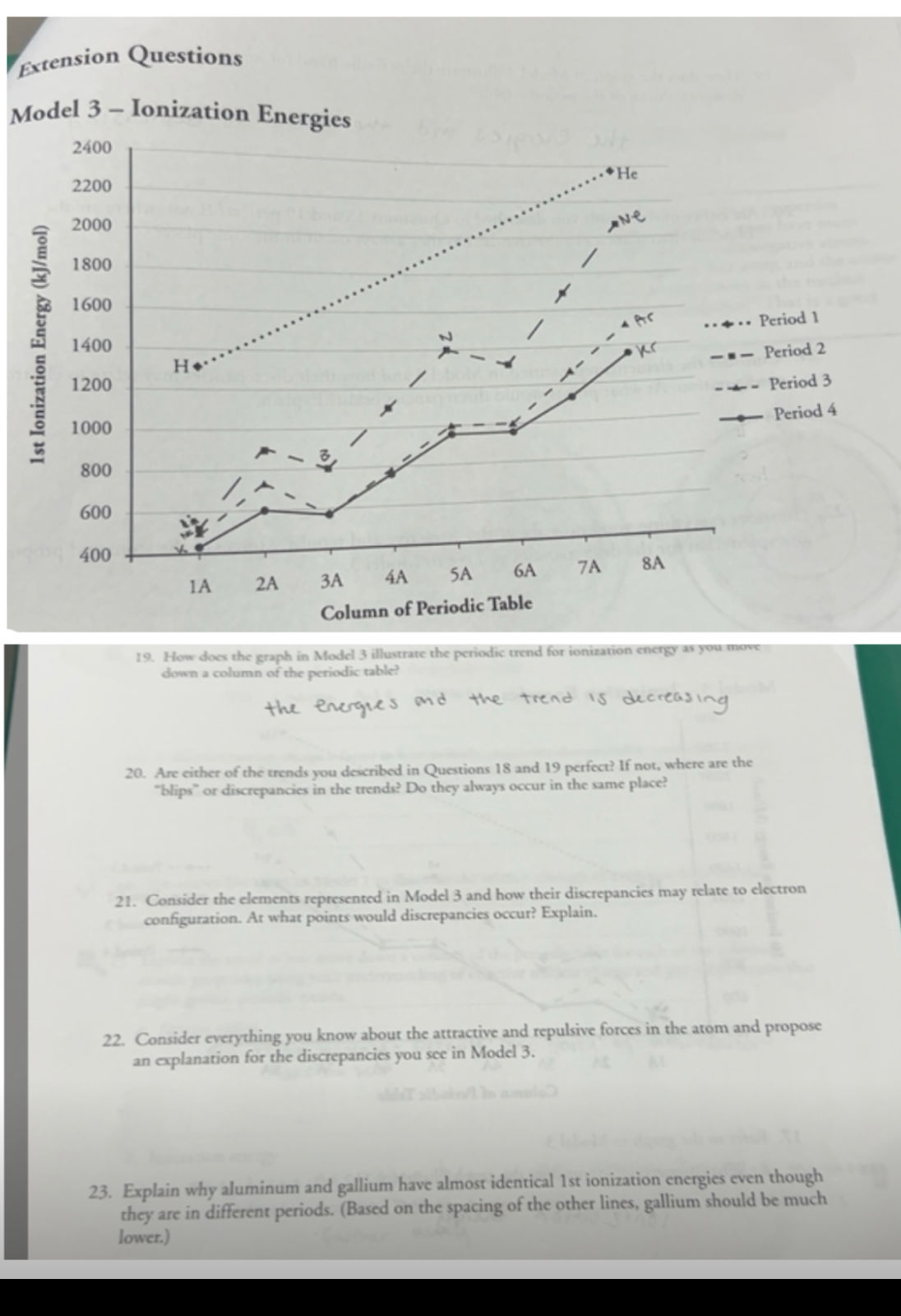 Extension Questions Model 3 Ionization | StudyX