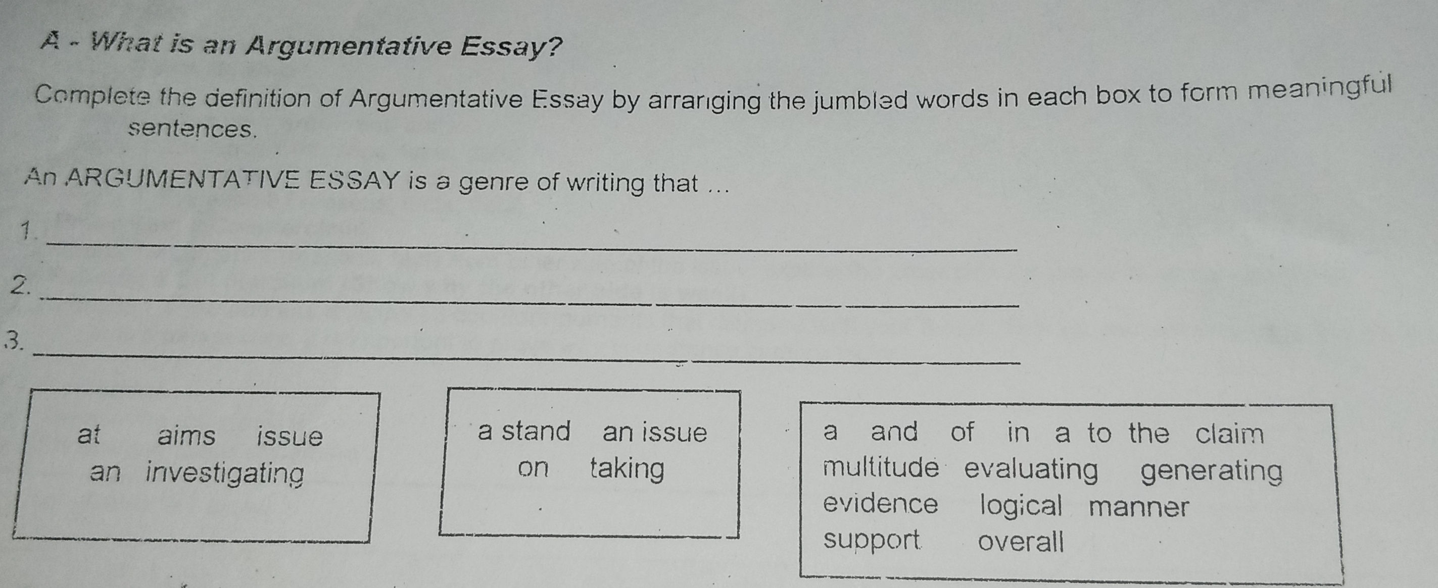 A - What is an Argumentative Essay Complete | StudyX