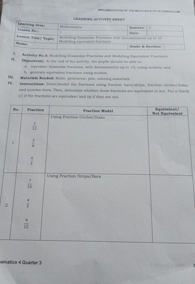 IMPLEMENTATION OF THE MATATAG K TO 15 | StudyX
