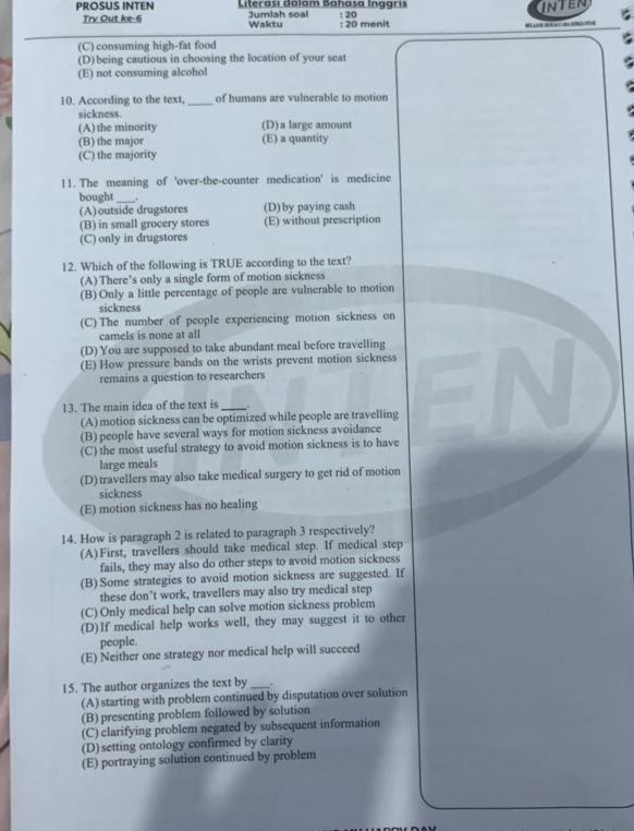 PROSUS INTEN Try Out ke-6 Literasi dalam | StudyX