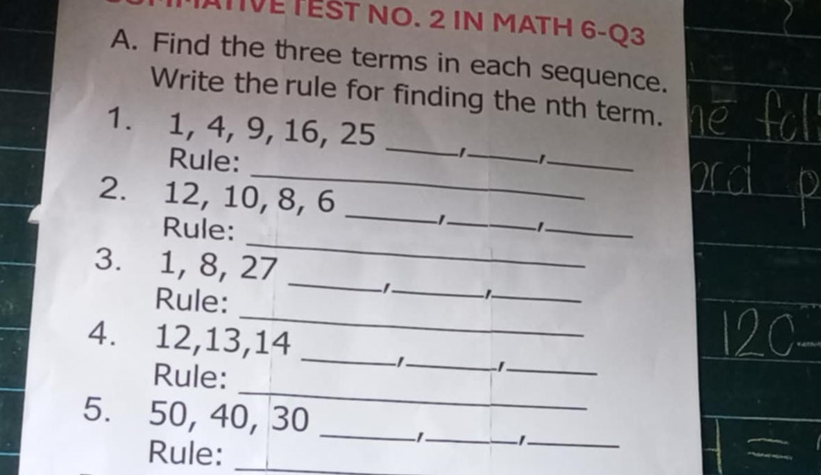 A Find the three terms in each sequence | StudyX