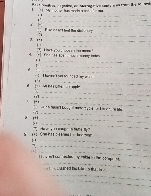 Make positive negative or interrogative | StudyX
